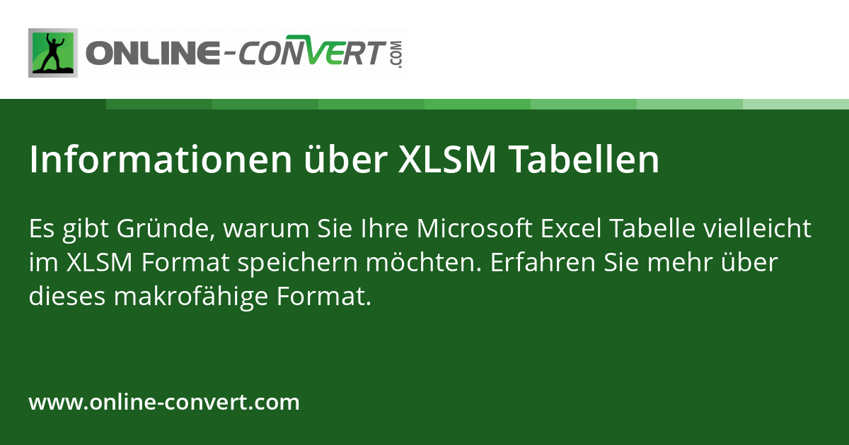 Informationen über XLSM Tabellen