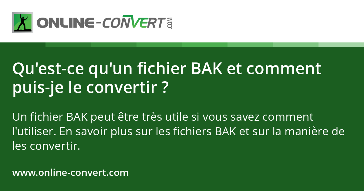 Qu'est-ce qu'un fichier BAK et comment puis-je le convertir